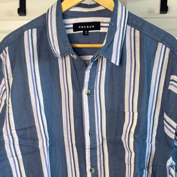 PacSun | Shirts | Pacsun Shirt Bluewhitepurple Vertical Stripe Mens Xl ...